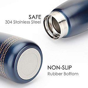 DIFFLIFE Cute Water Bottle For School, Vacuum Insulated Stainless Steel Thermos Mug，2019 New Cute Animals Insulation Bottle（Blue） (YUNDA)