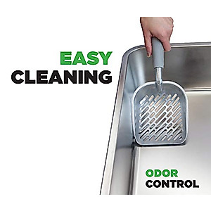 Ohm Earth’s OhmBox - Stainless Steel Cat Litter Box, Extra Large (23.5” x 15.5” x 6.1”) Never Absorbs Odors/Stains/Rusts, Non-Stick Smooth Surface, Easy Cleaning + Non-Slip Rubber Feet. Qty 1 White