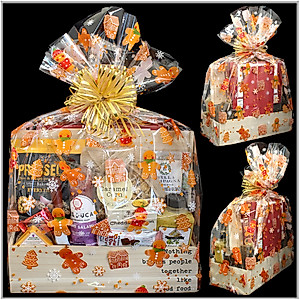 AnapoliZ Christmas Cellophane Wrap Bags | (10 Pcs) X-Large 24” in X 30” in | 2.5 Mil Thick Crystal Clear Cellophane Bags for Christmas Baskets | Gifts, Baskets Wrapping | Christmas Gingerbread Bags