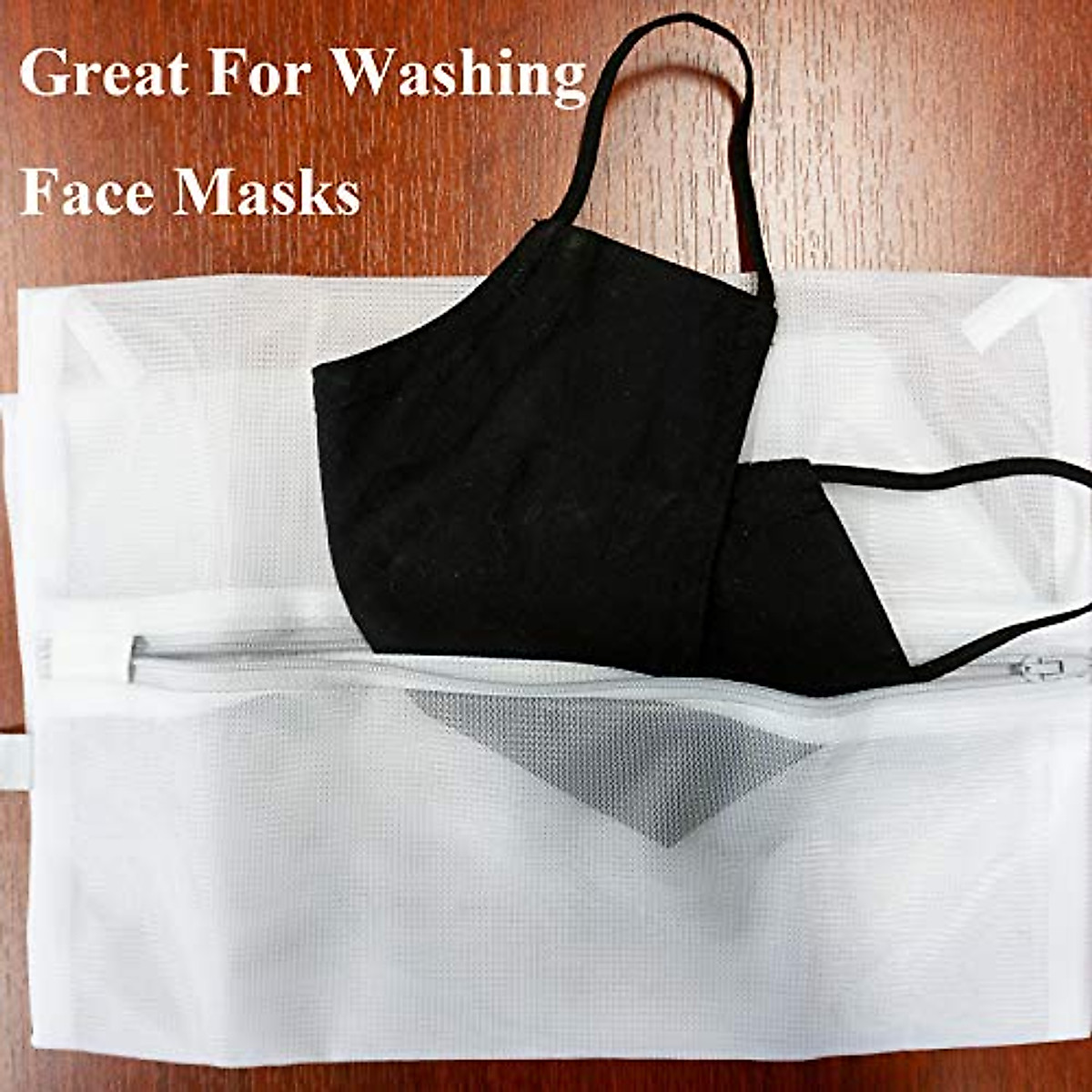 4 Pack - HUJI Micro Mesh Laundry Bags Lingerie Bra Underwear with Secure Zipper Great For Washing Face Masks (2 Medium & 2 Large)