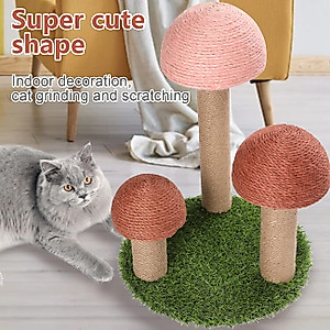 PowerKing Cat Scratching Post, Mushroom Claw Scratching Post for Cat, Natural Sisal Cat Scratchers with 3 Mushroom Pole, Cat Interactive Toys