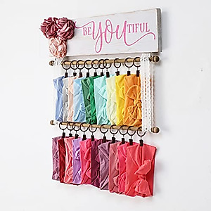 SOONOW Bow Holder for Girls Hair Bows, Baby Headband Organizer, Bow and Headband Storage Holder for Baby Girl Nursery Decor (White)