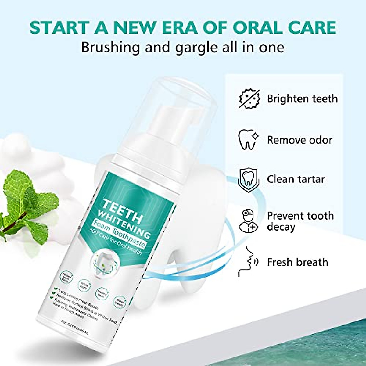 Foam Toothpaste Kids for Electric Toothbrush,Fluoride Free Natural Formula Foam Toothpaste,Ultra-fine Mousse Foam Deeply Cleaning Gums,Stain Removal,Oral Care Toothpaste,Replace Mouthwash,2PCs x 60ml