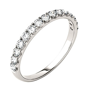 14K White Gold Moissanite by Charles & Colvard 2mm Round Wedding Band-size 6 0.45cttw DEW by Charles & Colvard