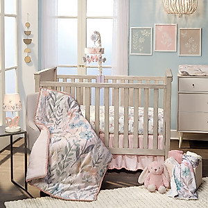 Lambs & Ivy Baby Blooms Pink Butterfly Nursery Lamp with Floral Shade & Bulb