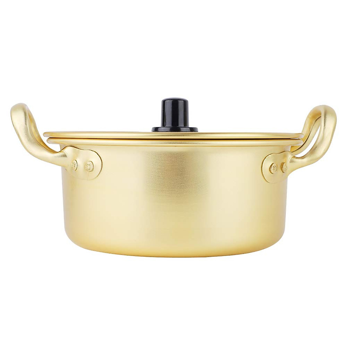 Korean ramen pan with lid quick noodle cooking pot Korean yellow aluminum soup pot noodle pot with handle for soup noodles(20cm Pot)