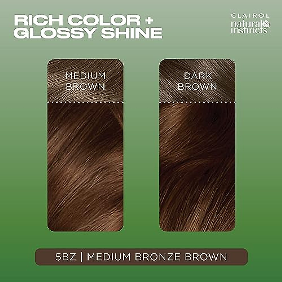 Clairol Natural Instincts Demi-Permanent Hair Dye, 5BZ Medium Bronze Brown Hair Color, Pack of 1