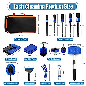 ESERRUY 20 PCS Car Interior Detailing Kit, Car Cleaning Kit with High Power Portable Handheld Vacuum, Auto Detailing Drill Brush Set, Car Windshield Cleaner, Car Wash Kit Supplies for Exterior Wheels
