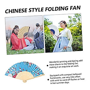 MUSISALY 2pcs Chinese Dancing Fans Chinese Silk Fans Silk Folding Fans folded fan Japanese Style fan Hand Bamboo Fans Japanese Hand Fan mini fan decorate men and women Chinese style Wooden
