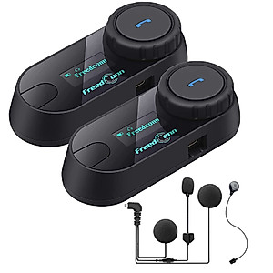 FreedConn TCOM-SC Motorcycle Helmet Bluetooth Intercom Headset Communication Systems Kit, for 2 or 3 Riders, LCD Screen/FM Radio/Mobile phone/MP3/GPS Connective/Range 800m / Handsfree (2 Set)