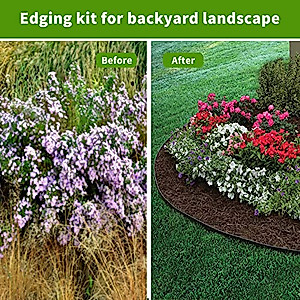 AGTEK 46FT Plastic Landscape Edging Kit 1.5in. Height No-Dig Garden Edging Border Lawn Edging Roll for Flower Bed Lawn Yard, Black with 42 Spikes
