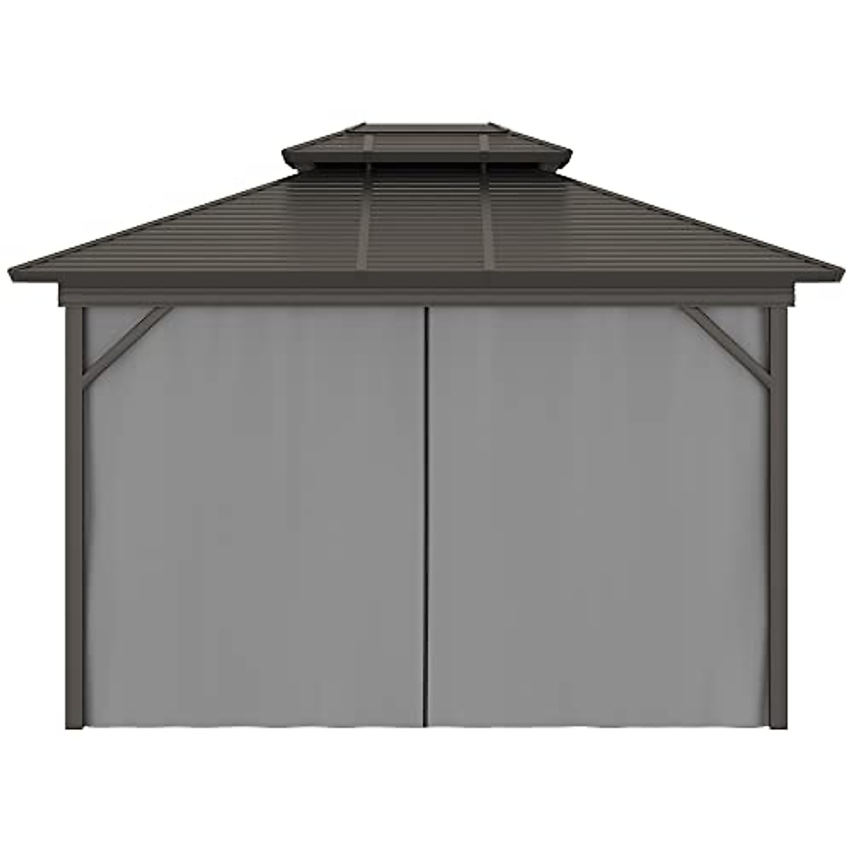 Outsunny 10' x 12' Hardtop Gazebo Canopy with Galvanized Steel Double Roof, Aluminum Frame, Permanent Pavilion Outdoor Gazebo with Netting and Curtains for Patio, Garden, Backyard, Gray