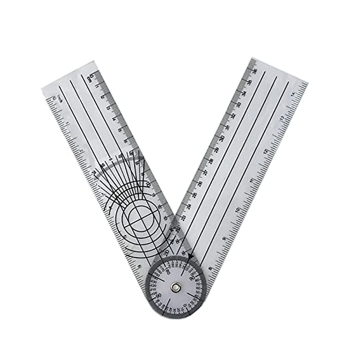 Tyenaza Angle Ruler Clear, Angle Ruler 360 Degrees Rotatable Flexible Frosted PVC Semi Transparent Clear Angle Finder for Student Office