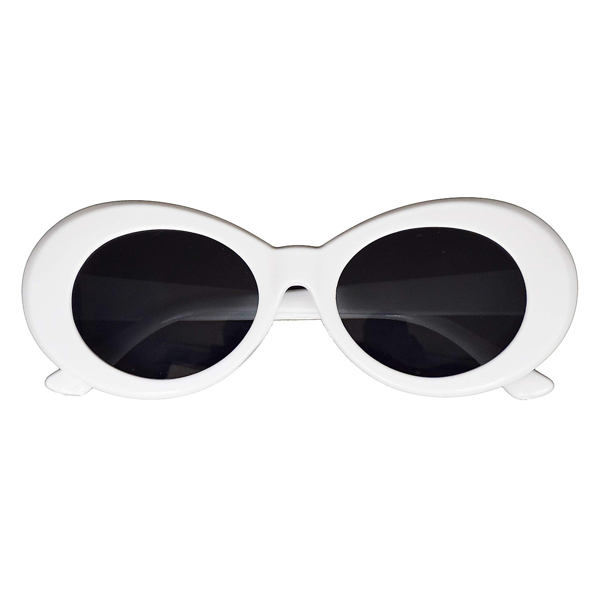 JUSLINK Bold Retro Oval Mod Thick Frame Sunglasses Round Lens Clout Oval Goggles White