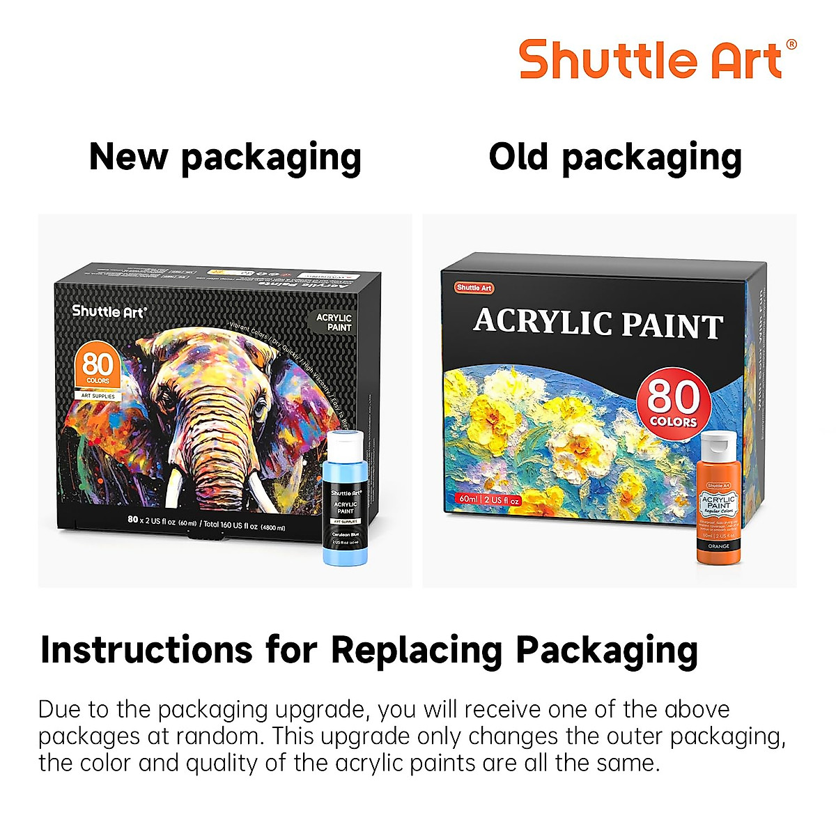 80 Colors Acrylic Paint, Shuttle Art Acrylic Paint set with 12 Paint Brushes, 2oz/60ml Bottles, Rich Pigmented, Water Proof, Premium Paints for Artists, Beginners and Kids on Canvas Rocks Wood Ceramic