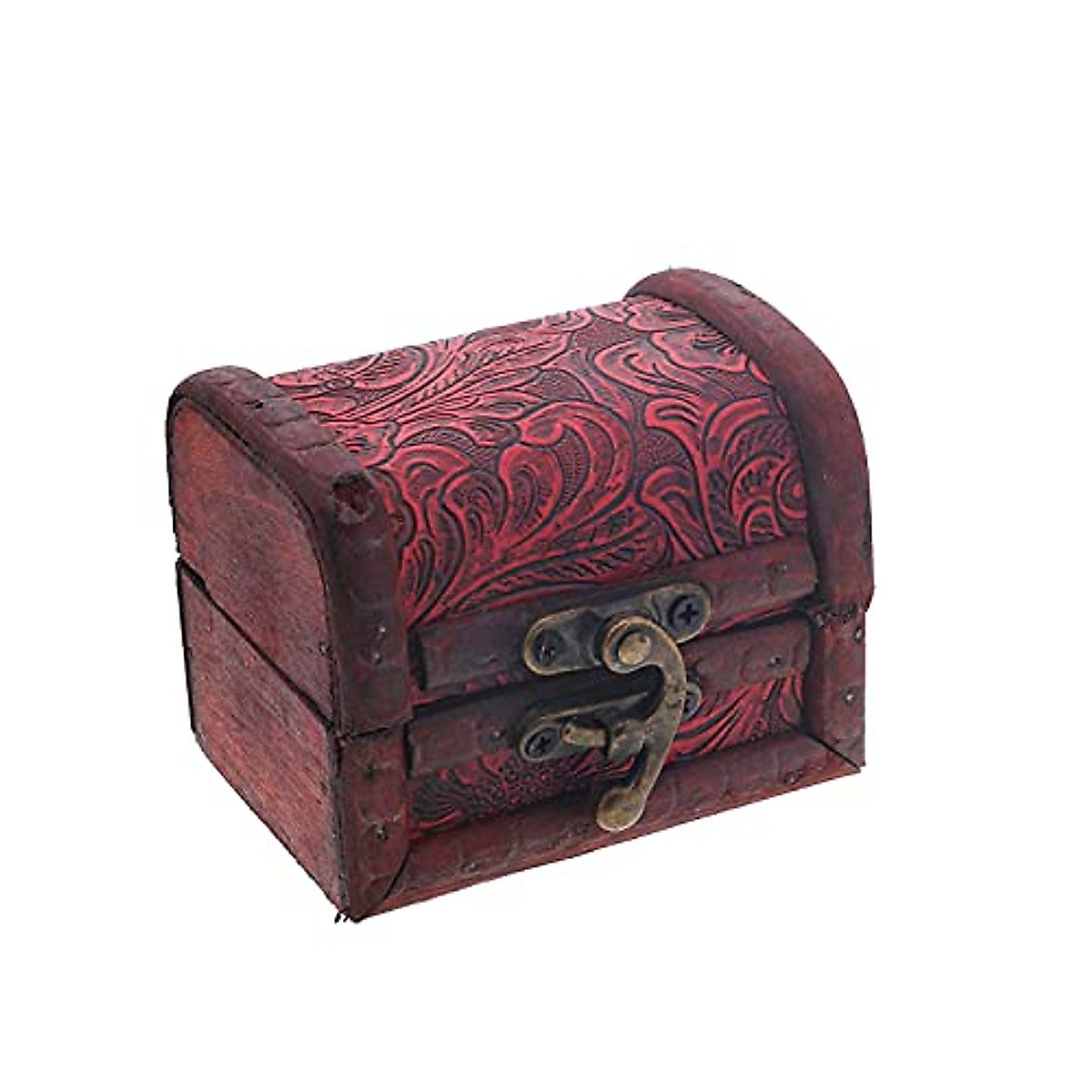 SandT Collection 3 Inch Wooden Keepsake Treasure Chest Trinket Box - Swirl