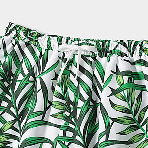 IFFEI Mommy and Me Swimsuit One Piece Leaves Printed Ruffle V Neck Bathing Suits Family Matching Swimwear Green Women: M