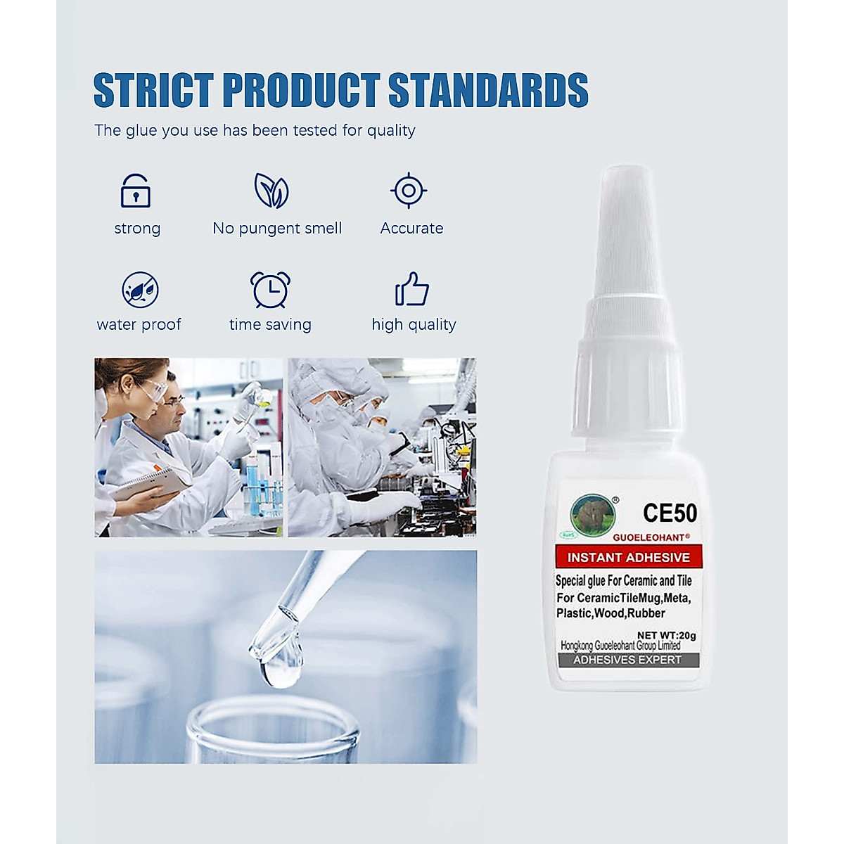 Multipurpose 20g Clear Ceramic Glue: Instant Super Adhesive for Tile, Mugs, Metal, Plastic, Wood, Rubber, Glass, Silicone, Leather & DIY Crafts - Strong Ceramic & Tile Repair Solution