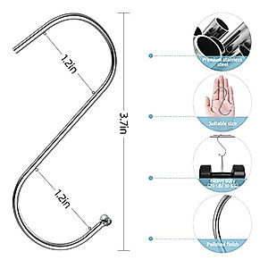 RELBRO 30 Pack Silver S Hooks and Hat Rack for Baseball Caps