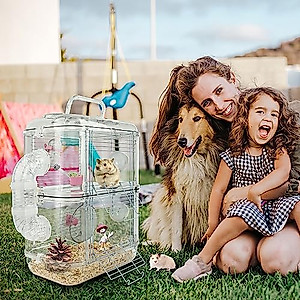 MLOHASING Hamster Cages and Habitats,Rat Cage with Hamster Accessories Including Hamster Ball，Food Dish, Water Bottle，Small Animal Cage and Playpen