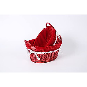 Wicker Storage Baskets Oval Woven Basket with Handle Liner for Shelf Decorative Empty Gift Baskets Decor