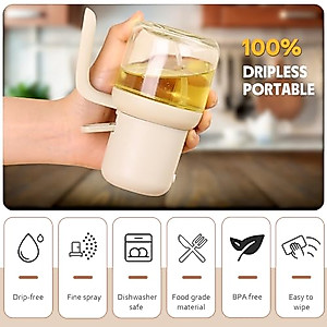 funvim Glass Olive Oil Sprayer for Cooking,6oz Off-White Oil Mister Spray Bottle for Cooking Air Fryer,Food Grade Refillable BBQ Spray Bottle