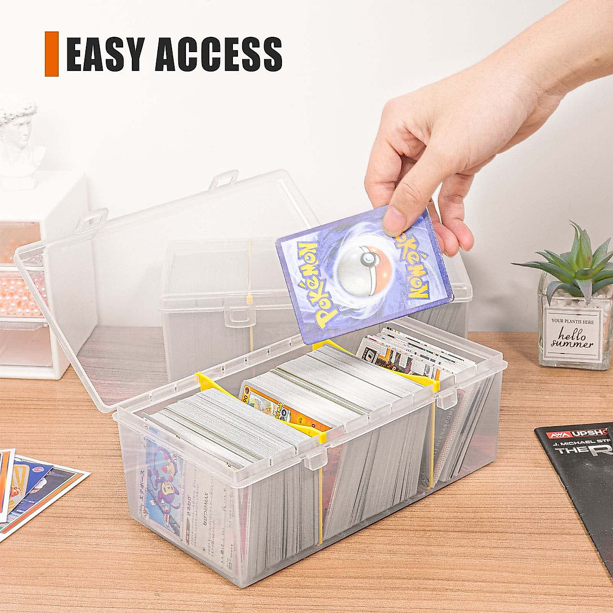 400 Count Plastic Trading Card Storage Box with Dividers, Baseball Card Storage Box, Sports Cards Holder Organizer - 1 PACK