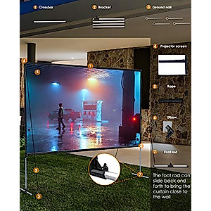 Projector Screen and Stand, 100 Inch 4K HD 16:9 Portable Wrinkle-Free Outdoor Projector Screen with Carry Bag for Home Theater Backyard Cinema Rear Front Projections (3)