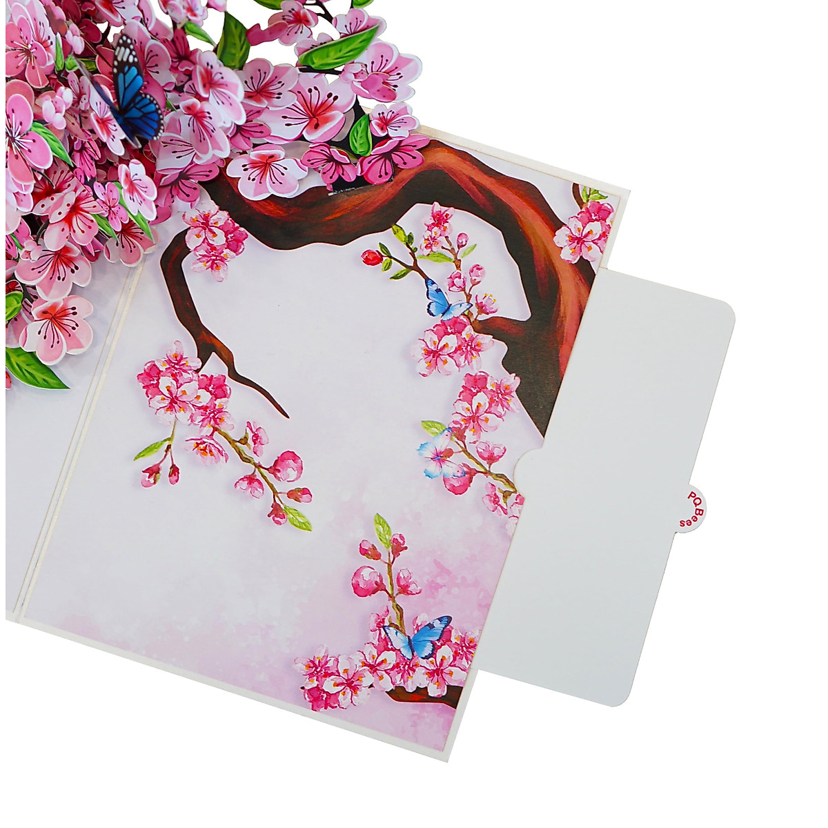 PQ Bees Pop Up Mothers Day Card for Women Mom Grandma Wife, 3D Birthday Anniversary Get Well Soon Thank You Valentines Day Card (Size 6x8 In – Butterflies Cherry Blossom).
