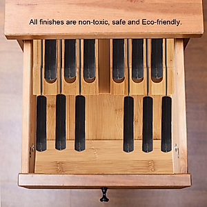 In-Drawer Bamboo Knife Block, Drawer Knife Set Storage Made from Quality Bamboo (12 Knife Organizer)
