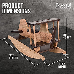 Amish Made Solid Oak Wood Children's Airplane Chair for Toddler - Perfect Rocking Chair for Kids - Children's Wooden Rocking Chair - Toddler Wooden Rocker - Ideal Baby / Kids Room Furniture