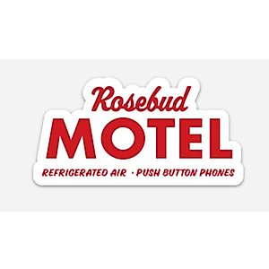 Schitt Swag Creek Small Magnet - Rosebud Hotel Logo - 2.7" by 1`.4" - David, Alexis, Johnny & Moira - Perfect for The Refrigerator, Dorm, Garage, Locker, Vehicle and More! (Small 2.7" by 1.4")
