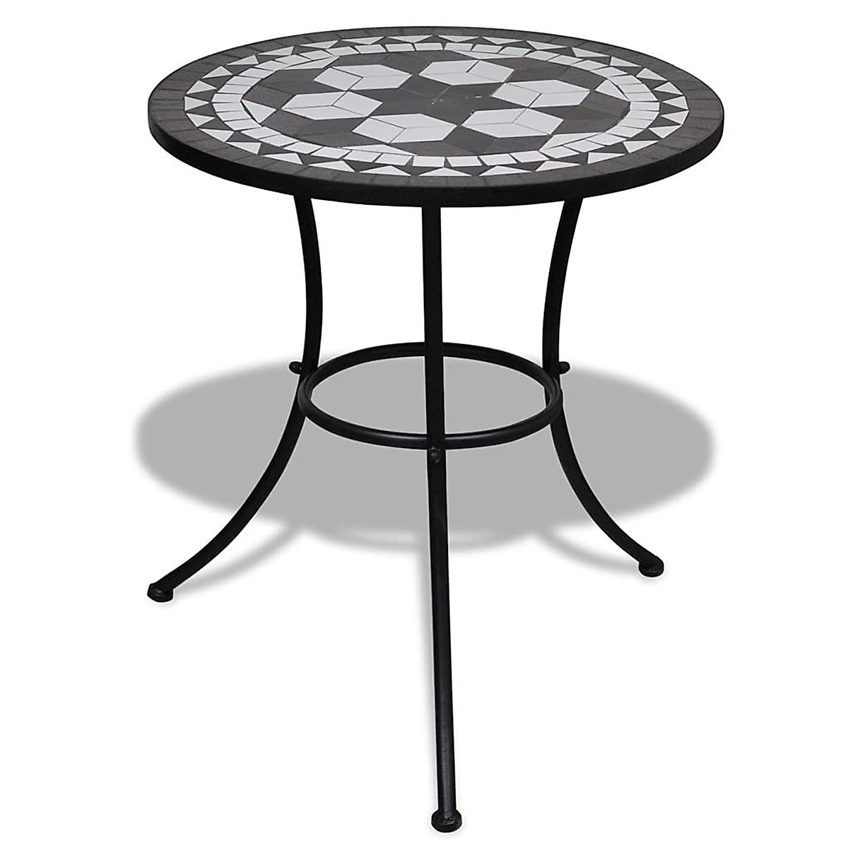 shubiao Bistro Table Black and White 23.6" Mosaics Table, Patio Table Decor, Mosaics Table Outdoor, Mosaics Plant Stand