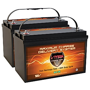 Qty2: VMAX SLR125 AGM Sealed Deep Cycle 12V 125Ah Batteries for Use with Pv Solar Panels, Wind Turbine and Inverters