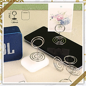 100 Pcs Mini Place Card Holders 2 Inch Table Number Holders Small Steel Wire Table Sign Holders Picture Stands for Table Menu Standing Clip Holder for Wedding Birthday Restaurant (Silver)