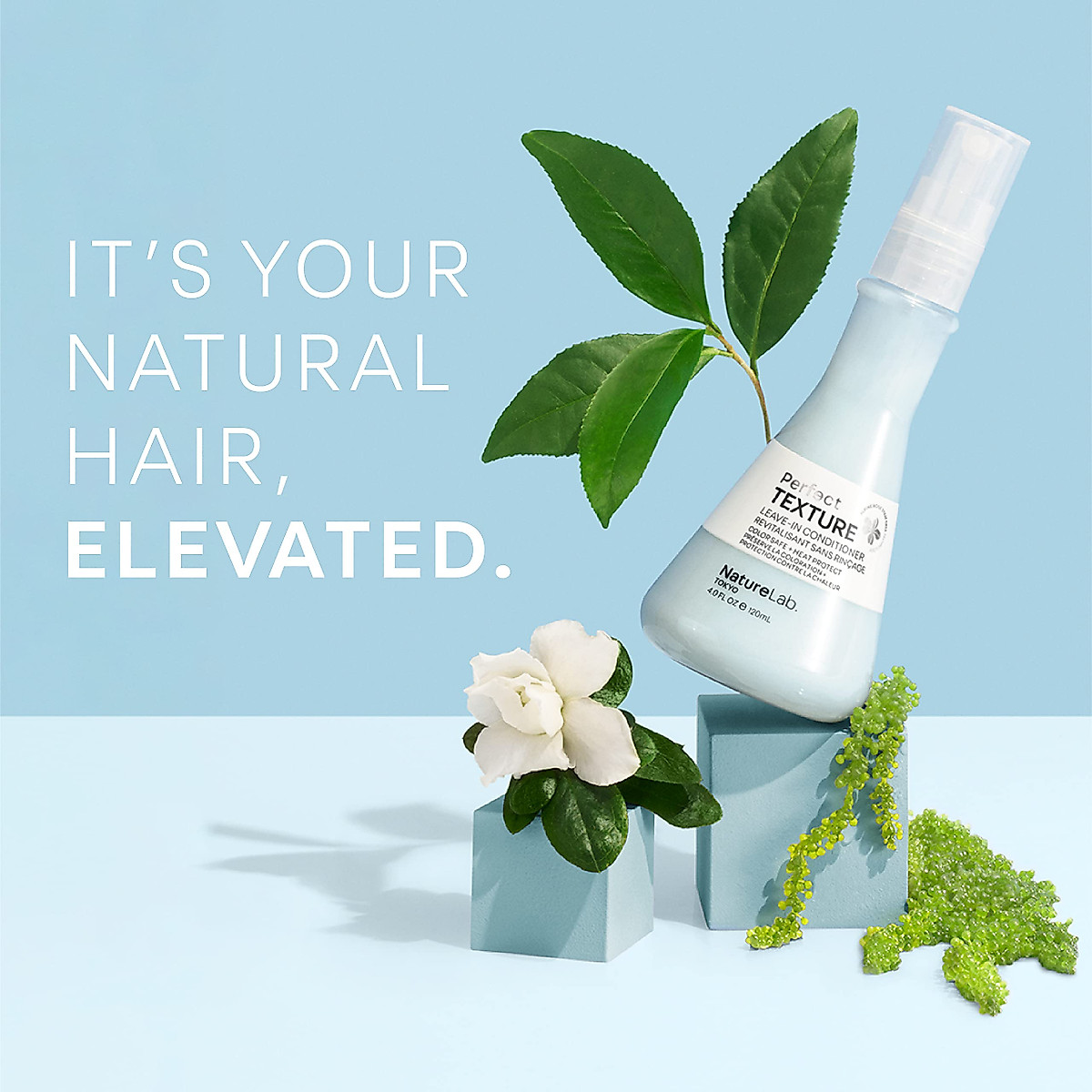 NATURELAB. TOKYO Perfect Texture Leave-In Conditioner & Detangler: Heat and Color Protection, Leave-In Hair Treatment to Hydrate and Strengthen Damaged, Tangled Curly or Wavy Hair I 4.06 Oz / 120ml