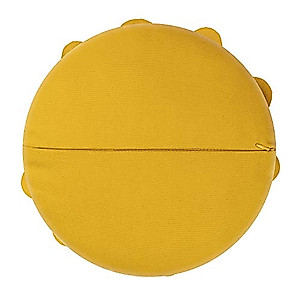 JWH 3D Flower Throw Pillow Cover Aesthetic Decorative Floral Accent Pillow Case Round Cushion Handmade Pillowcase for Couch Living Room Bedroom Bed with Insert 14 Inch Mustard Yellow