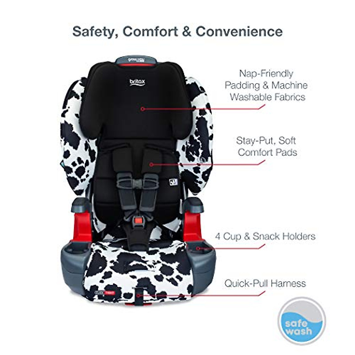 Britax Grow with You ClickTight Harness to Booster Car Seat, Cowmooflage 2.0 SafeWash