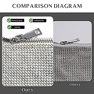 SWEETV Women's Evening Bag,Rhinestone Clutch Purse for Formal/Wedding/Cocktail/Prom/Party/Club,Silver Hobo Bags,Large