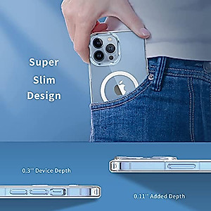 SUPERONE Crystal Clear Mag-Safe Case with Stand Designed for iPhone 13 Pro Case, [Magnetic Strength Enhanced] [Not Yellowing] [Military Grade Drop Protection] Protective Phone Case 6.1 inch