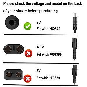 Replacement Charger for Philips Norelco HQ840 Multigroom Series 3000 MG3750 MG3750/50 MG3750/10 MG3750/60 MG3760 MG3760/50 Power Supply Charging Cord 8V