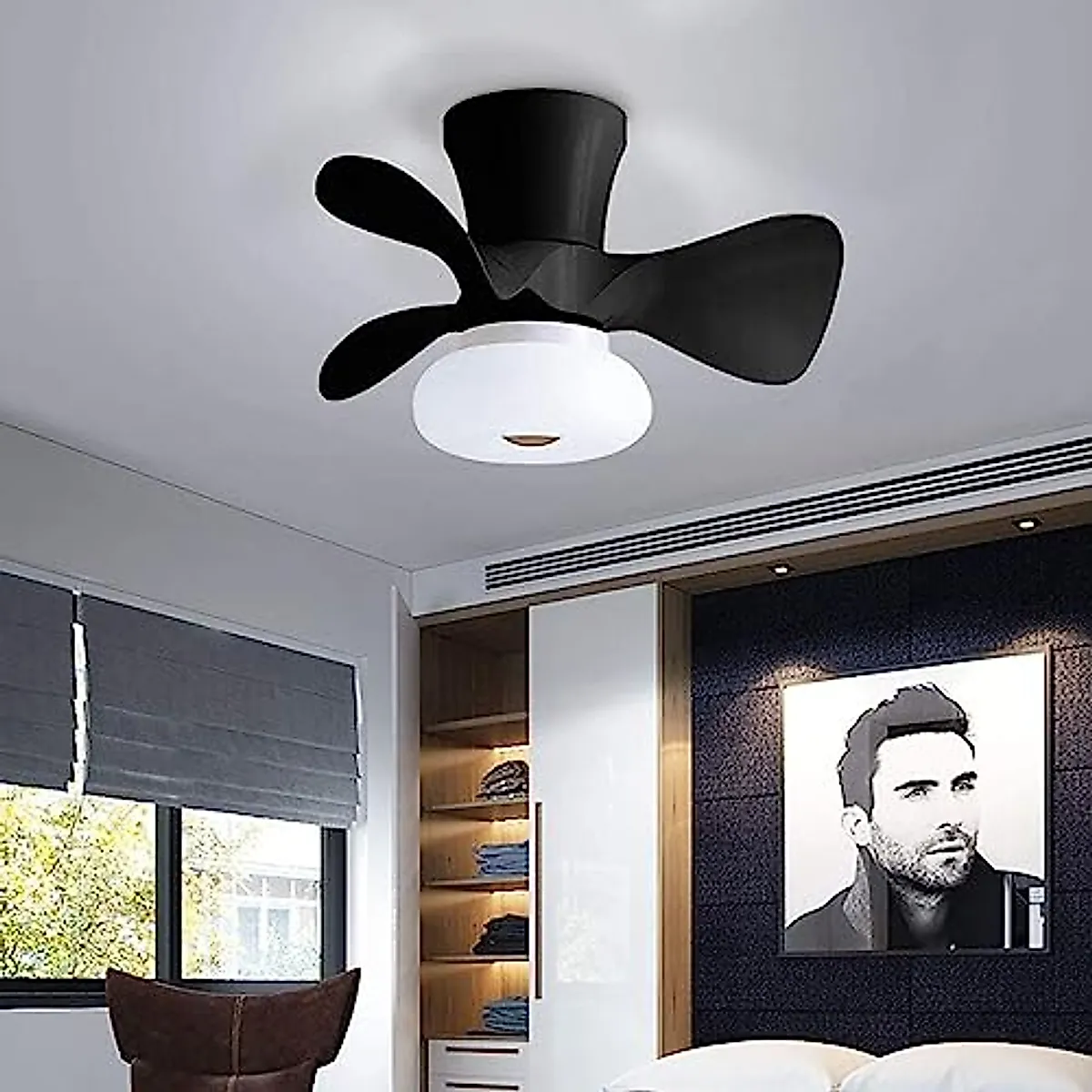 KATJAS Kids Bedroom Ceiling Fan with Light Reversible with Remote Control 6 Speeds Led Dimmable Fan Ceiling Light 64W with Timer Modern Quiet Ceiling Fan Light