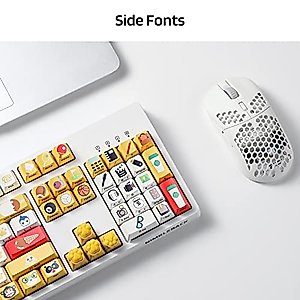 LTC LavaCaps PBT Double Shot108 Keycaps Set, Cat's Claw Sublimation OEM Profile for ANSI US Layout 61/87 TKL/104/108 Keys Mechanical Keyboard, with Keycap Puller - (Only Keycaps), Yellow