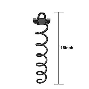 ABCCANOPY 16" Spiral Ground Anchor with Dog Tie Out for Anchor Swings Set Down, Tent (Black)