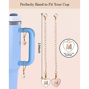 OriJoy Letter Charm Accessories for Stanley Cup, 2PCS Name ID Letter Handle Charm for Stanley/Simple Modern Tumbler, Heart Shape Initial Identification Pendant（M）