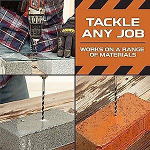 Masonry Drill Bit Set of 10 for Concrete, Ceramic Tile, Brick, Glass, Plastic, Wood & More - Chrome Plated with Carbide Tips