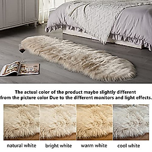 Arbosofe Faux Fur Sheepskin Rug Beige Home Area Rug for Bedroom, Fluffy Small Fur Rug, Fuzzy Furry Shaggy Rug for Living Room 2 x 6 Feet