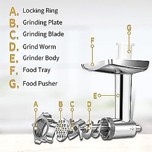 Meat Grinder Attachment Replacement for Kitchenaid Stand Mixers Meat Grinder, Meat Grinder Attachment For Grinder Attachment, Meat Grinder&Slicer Attachment with3 Sausage Tubes