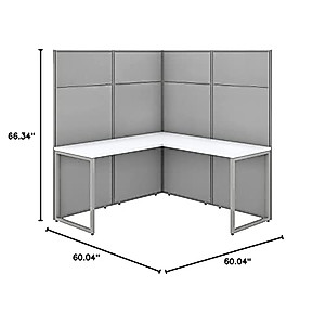 Bush Business Furniture Easy Office L Shaped Cubicle Desk Workstation, 60W x 66H, Pure White