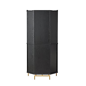 Home Source Black Bar Cabinet with Half Moon Handles and Metal Base
